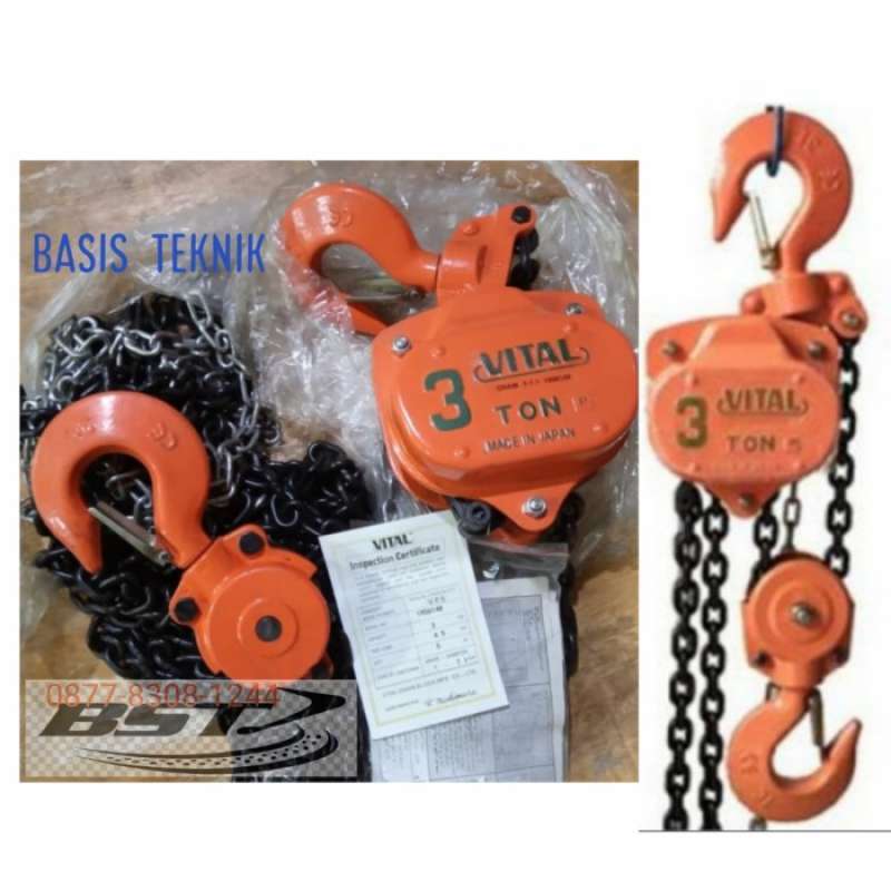 Jual Takel Vital 3 Ton X 10 Meter Chain Block Katrol Hoist Cen Blok Di ...