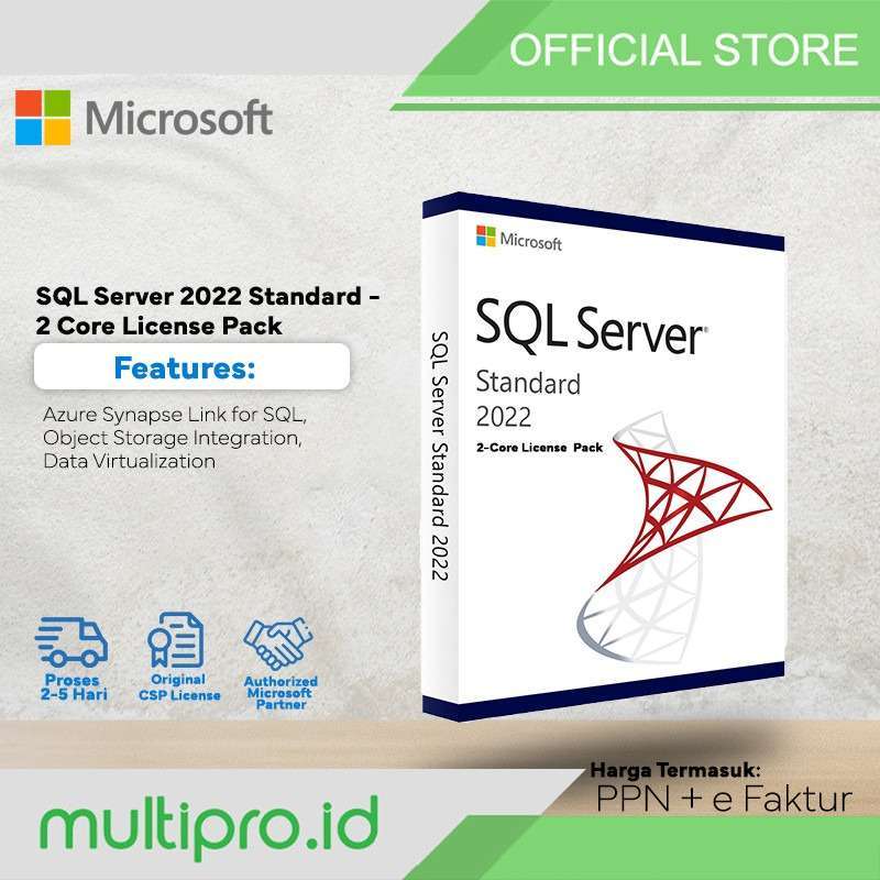 Jual Microsoft Sql Server 2022 Standard Core - 2 Core License Pack Csp ...