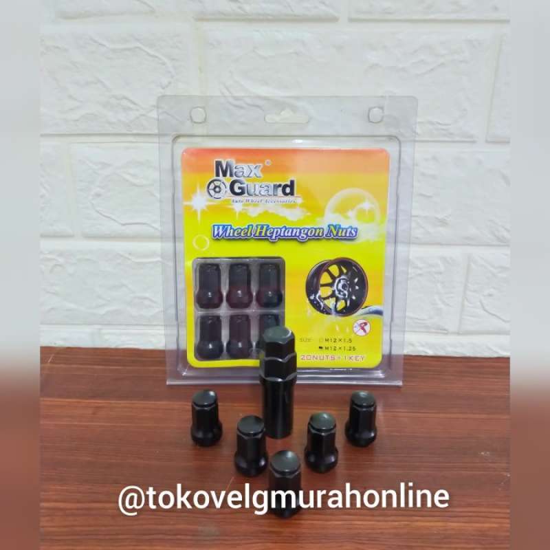 Promo TVMO Baut Roda Lugnut Racing Max Guard isi 20 Besi uk 1,25 Hitam ...