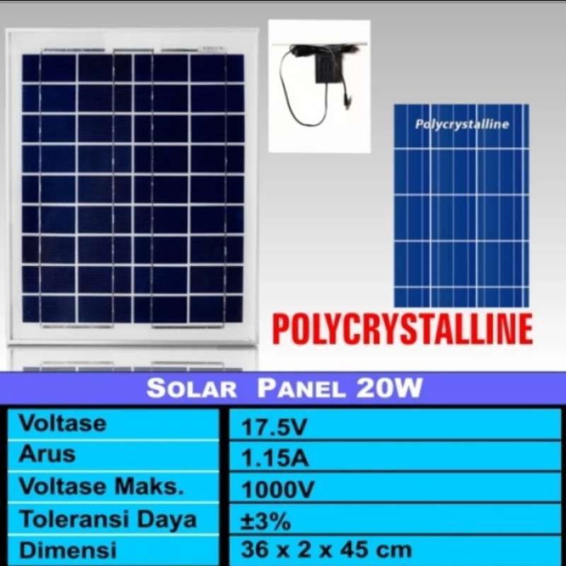 Promo papan solar panel surya polycristalline 20 Watt Diskon 23% di ...