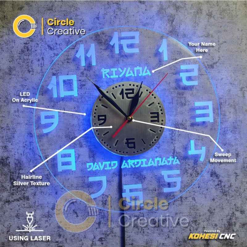 Promo Jam Dinding Nyala Custom Nama Premium | Hiasan Dinding Acrylic ...