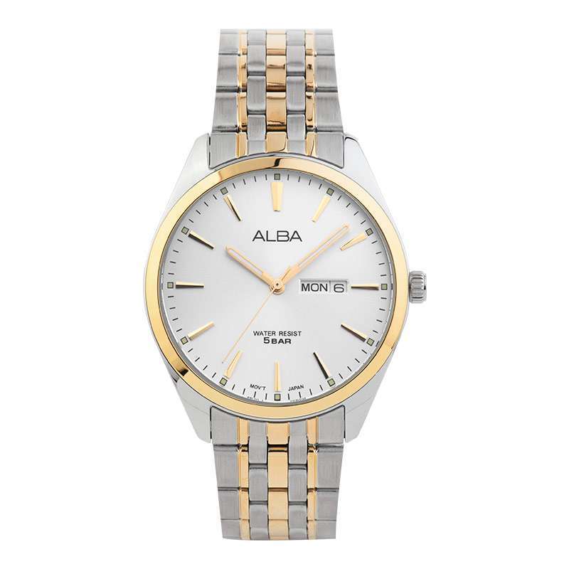 Promo Jam Tangan Pria Alba AJ6182X1 Men Silver Dial Dual Tone Stainless ...