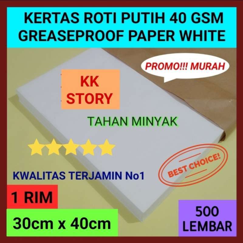Promo Kertas Roti Greaseproof Paper White 40 Gsm Uk 30 X 40 -1Rim 500 ...