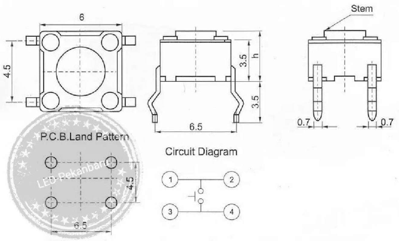 Jual Switch Tactile Push Button 4pin On Persegi Tombol Tv Led Mesin ...