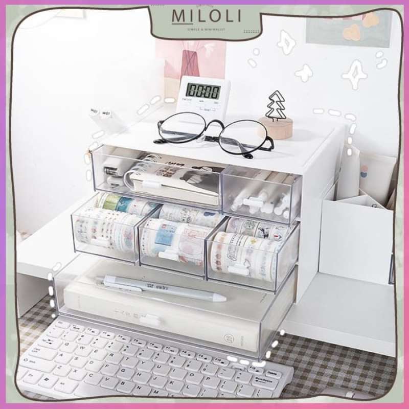 Promo [MILOLI] Mini Drawer Storage Box Aesthetic Style Korean Desk Laci ...