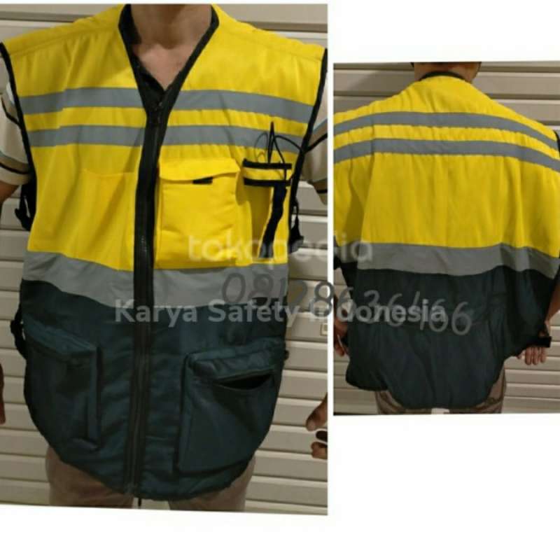 Promo rompi safety proyek taslan kombinasi kuning Diskon 23% di Seller ...