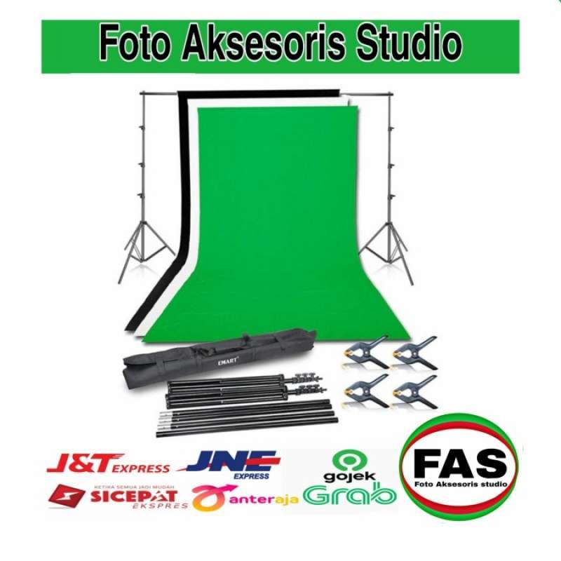 Promo Paket Background stand dan kain green screen /Bracket stand 3M ...