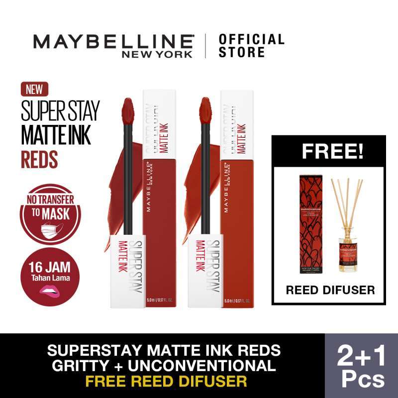 Promo Maybelline Superstay Matte Ink Lipstick [5 mL] 285 Gritty + Free ...