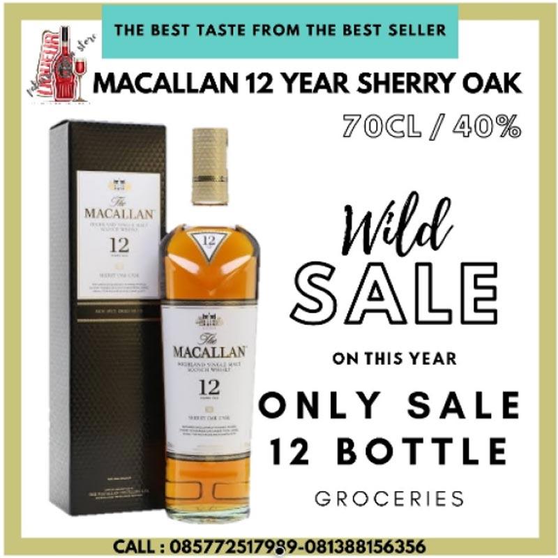 Jual The Macallan 12 Year Old Sherry Oak (70cl, 40%) 12 bottle di ...