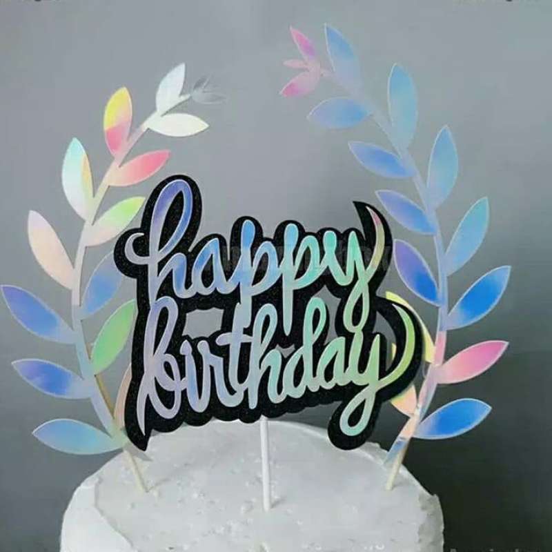 Promo topper happy birthday kertas plus dua bunga kertas (3pcs/set) 2 ...