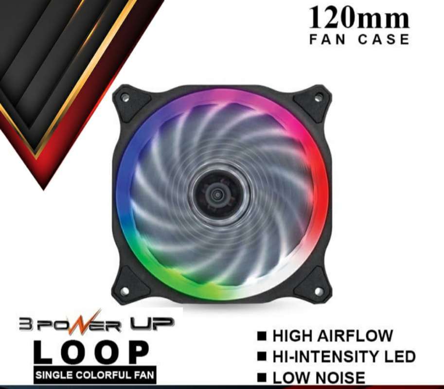 Promo 3 Power Up Loop Fan Case 120 mm LED [ Single Colourful Fan ...