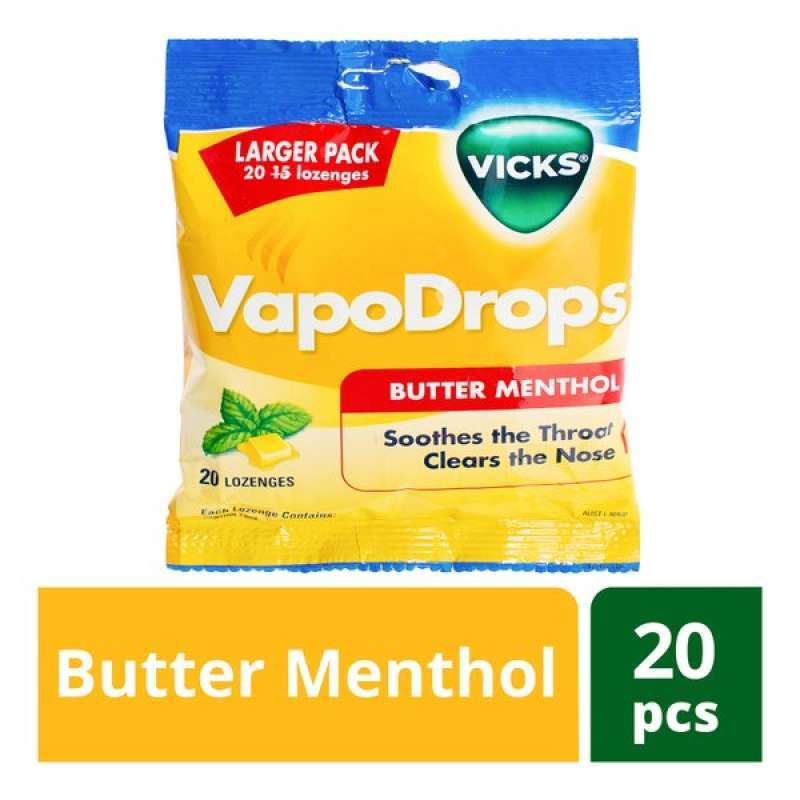 Jual VICKS VapoDrops Butter Menthol (Soothes Throat Clears Nose) 20s di ...