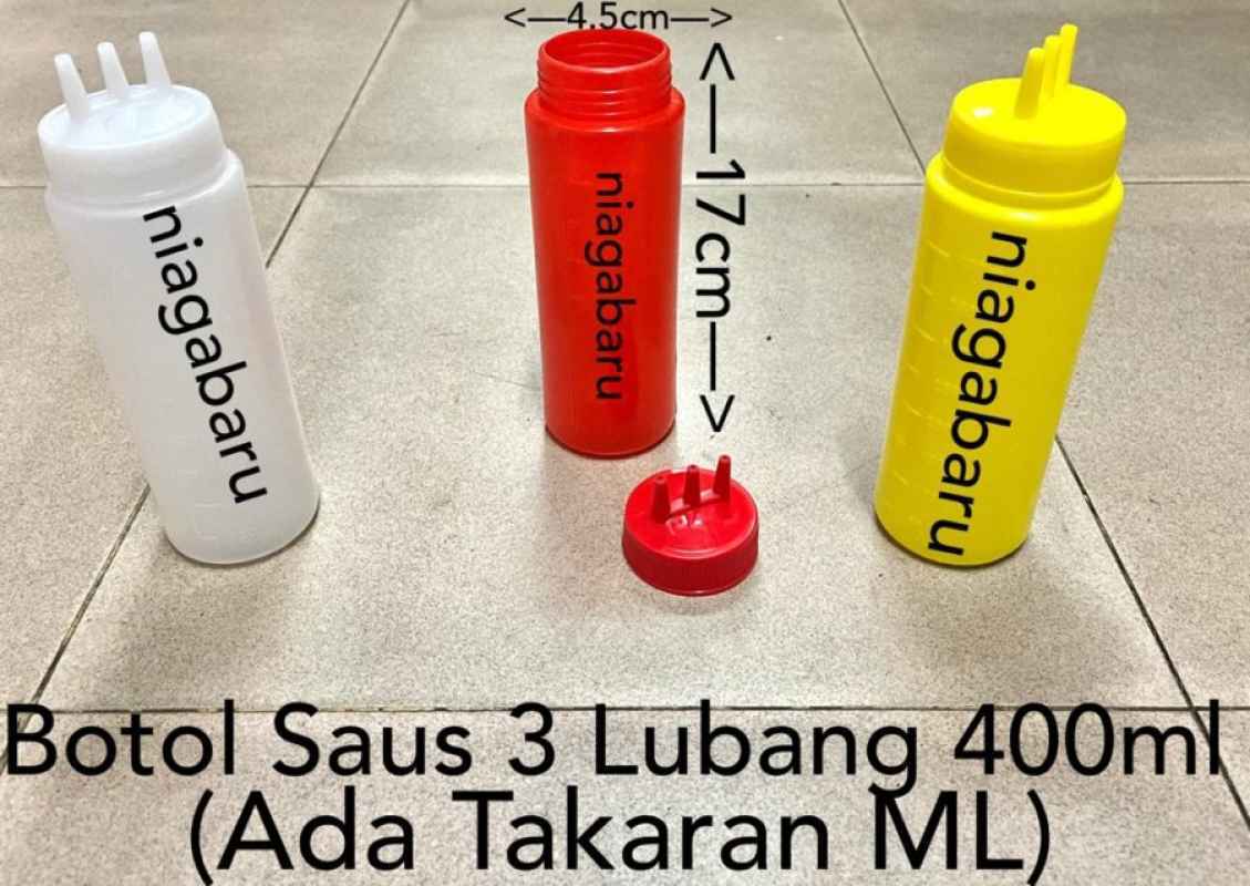 Promo Botol Saos 3 Lubang 400ml Dengan Garis Botol Saus Plastik ...
