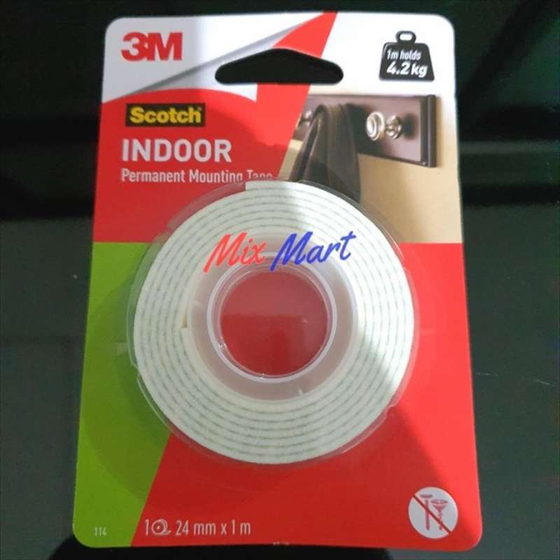 Jual 3M Scotch Indoor Permanent Mounting Tape 24 MM x 1 M ORIGINAL 100% 114 di Seller MIXMART ...