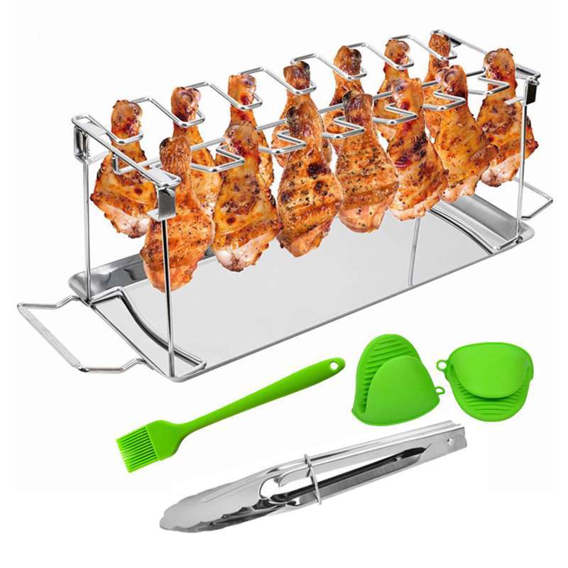 Promo Chicken Leg Grill Rack Drip Pan for Grill Smoker Oven BBQ ...