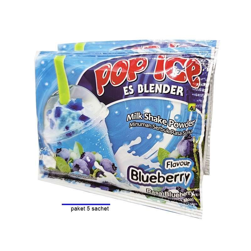 Jual POP ICE - Milk Shake Powder Rasa BLUEBERRY - PAKET 5 SACHET di ...