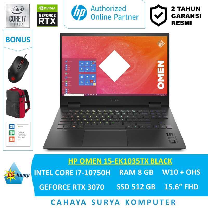 Promo HP OMEN 15-EK1035TX BLACK |i7-10750H |RAM 8GB |SSD 512GB |RTX ...