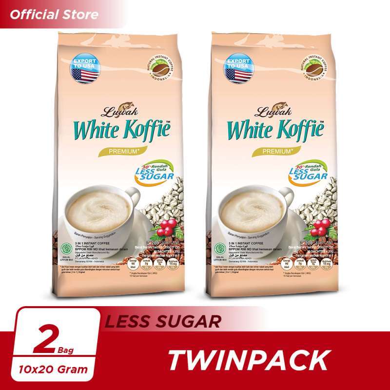 Promo Kopi Luwak White Koffie Less Sugar Bag Kopi [10 X 20 G/ Twin Pack ...