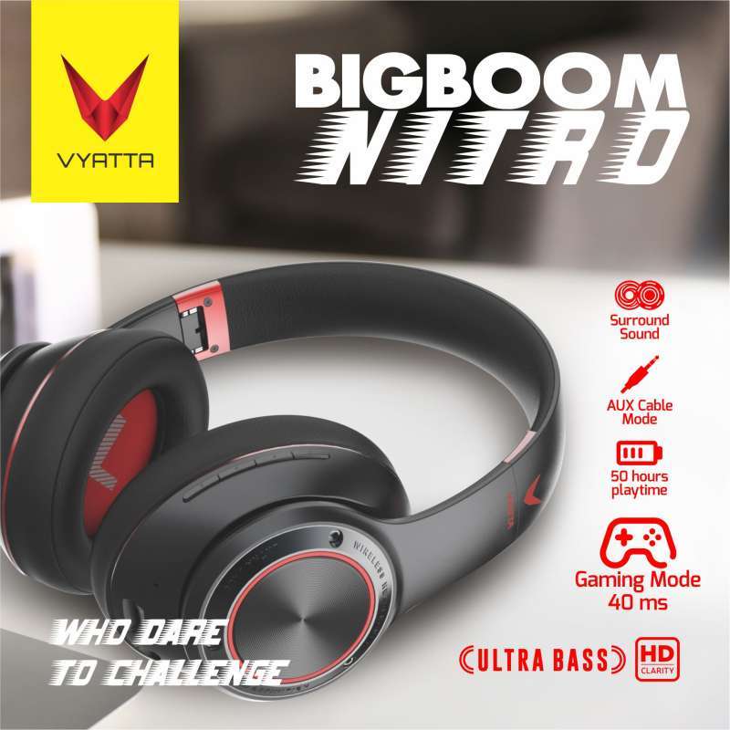 Promo Vyatta Big Boom Nitro Bluetooth Headphone [Gaming Mode 40 ms/ Surround Sound/ 50 Hours ...