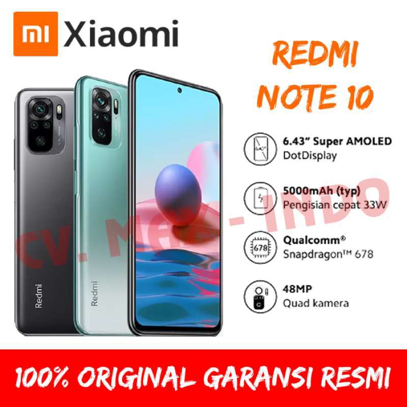 Jual XIAOMI SMARTPHONE REDMI NOTE 10 4 GB/64 GB LTE 6,43 GARANSI RESMI ...