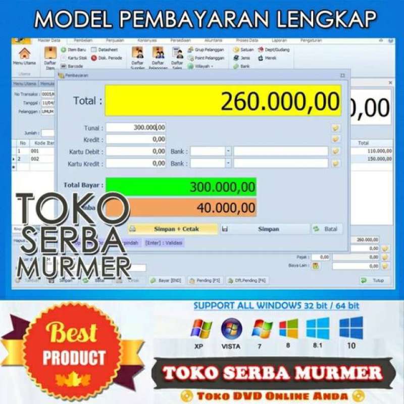 Promo Paket Kasir Pos Printer Thermal 58mm Barcode Scanner Usb Software Program Aplikasi Toko ...