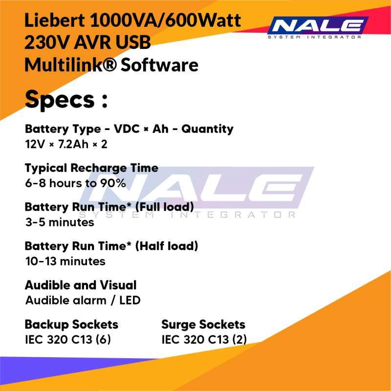 Jual Liebert 1000va/600watt 230v Avr Usb Multilink® Software Psa1000mt3-230u Di Seller Pt Nale ...