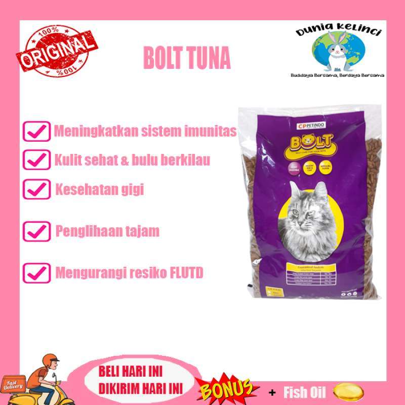Promo BOLT CAT 1 KG MAKANAN KUCING KERING DRY FOOD CAT FOOD Diskon 25% ...