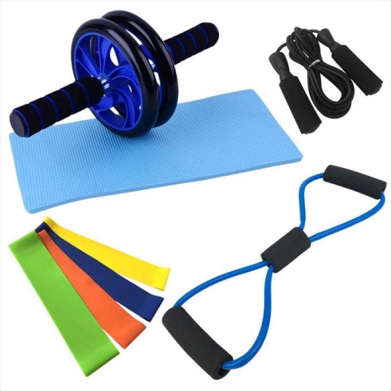 Jual Alat Fitness Home Gym Set Pack Abs Roller Resistance Band Workout ...