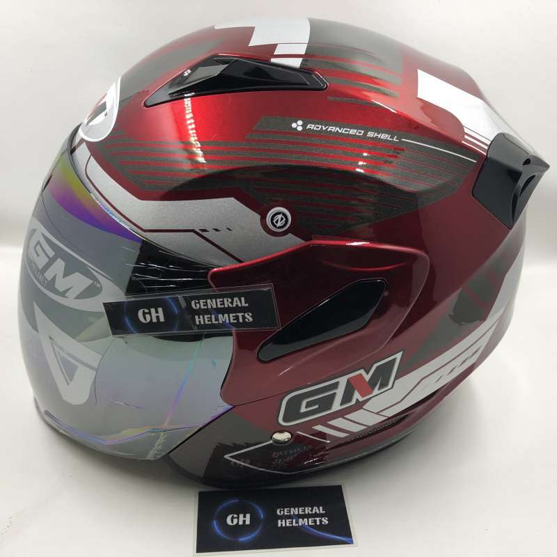 Jual HELM GM FIGHTER VENDER ROYAL RED SILVER MARUN ABU HALF FACE di ...