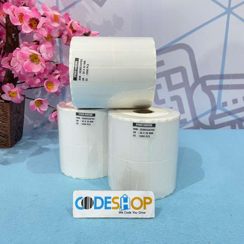 Jual LABEL BARCODE SEMICOATED UKURAN 50x20 isi 5000 PCS 2 LINE di Seller CODESHOP SURABAYA BARAT ...
