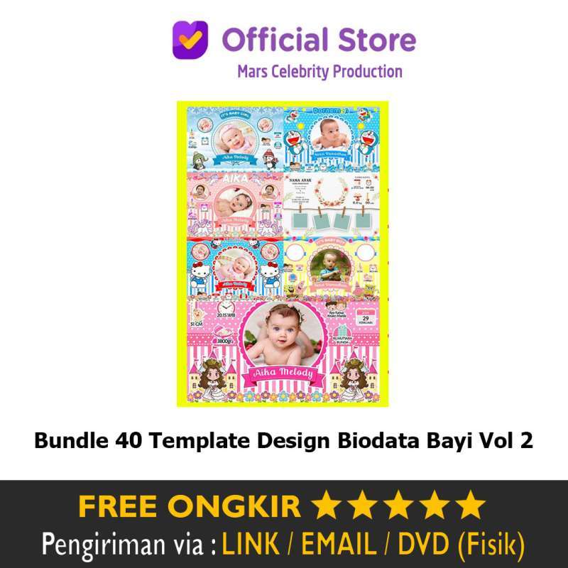 Promo Bundle 40 Template Design Bio Bayi Vol 2 Biodata Kelahiran Baby ...