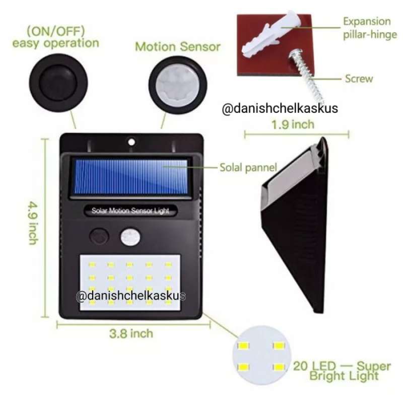 Jual LAMPU LED SOLAR CELL SENSOR GERAK OTOMATIS TENAGA SURYA TAMAN ...