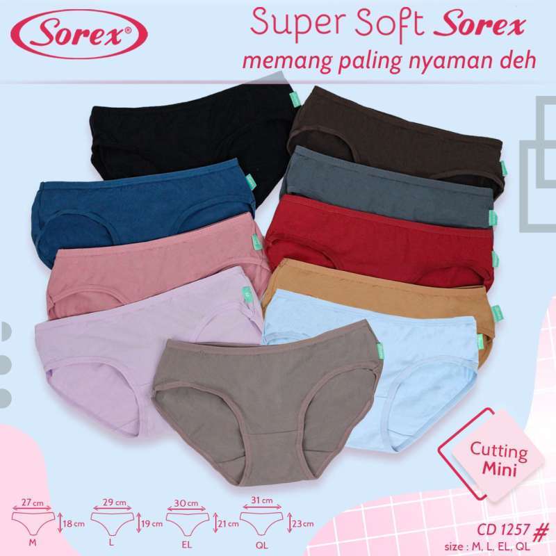 Jual Sorex - 6 Pcs Celana Dalam Wanita Original Sorex Super Soft Super Lembut Art 1257 Tipe Mini ...
