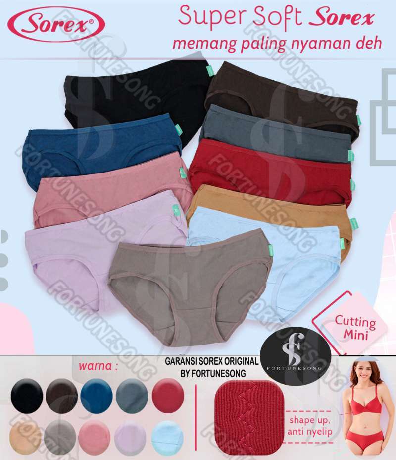 Jual Sorex - 6 Pcs Celana Dalam Wanita Original Sorex Super Soft Super Lembut Art 1257 Tipe Mini ...