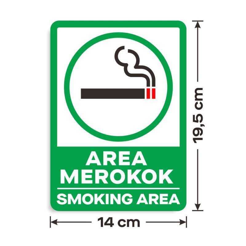 Promo Sticker Label Sign Vinyl Stiker Area Merokok Smoking Area 14 X 19 ...