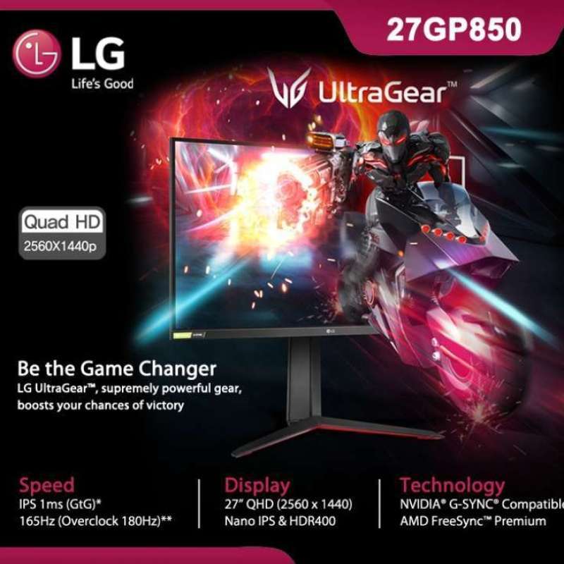 Jual Lg 27gp850-b 27'' Ultragear Qhd Nano Ips 1ms 165hz Hdr Gaming Monitor With G-sync ...