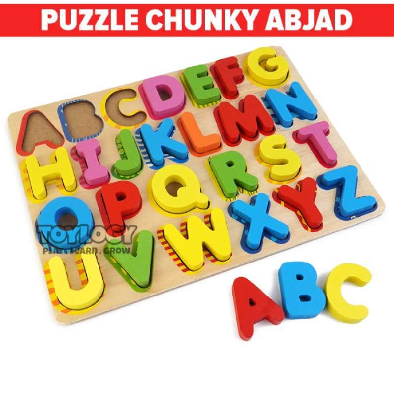 Jual Toylogy Mainan Edukasi Anak Wooden Puzzle Chunky ABC Kayu Huruf ...
