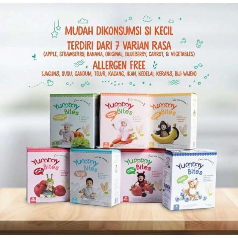 Jual Yummy Bites Strawberry Baby Rice Crackers Snack Bayi Cracker Baby ...