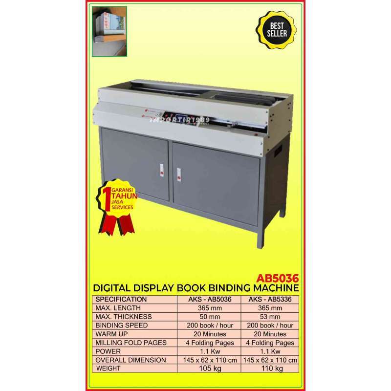 Jual Mesin Jilid Buku Digital Display Book Machine 365 x 50 mm 1.1 Kw ...