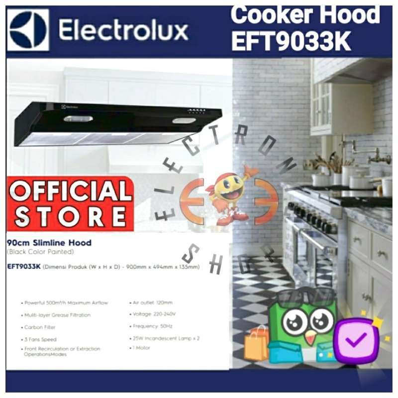 Jual Jual Cooker Hood Electrolux Eft9033K - Slim Hood 90Cm Black - Eft ...