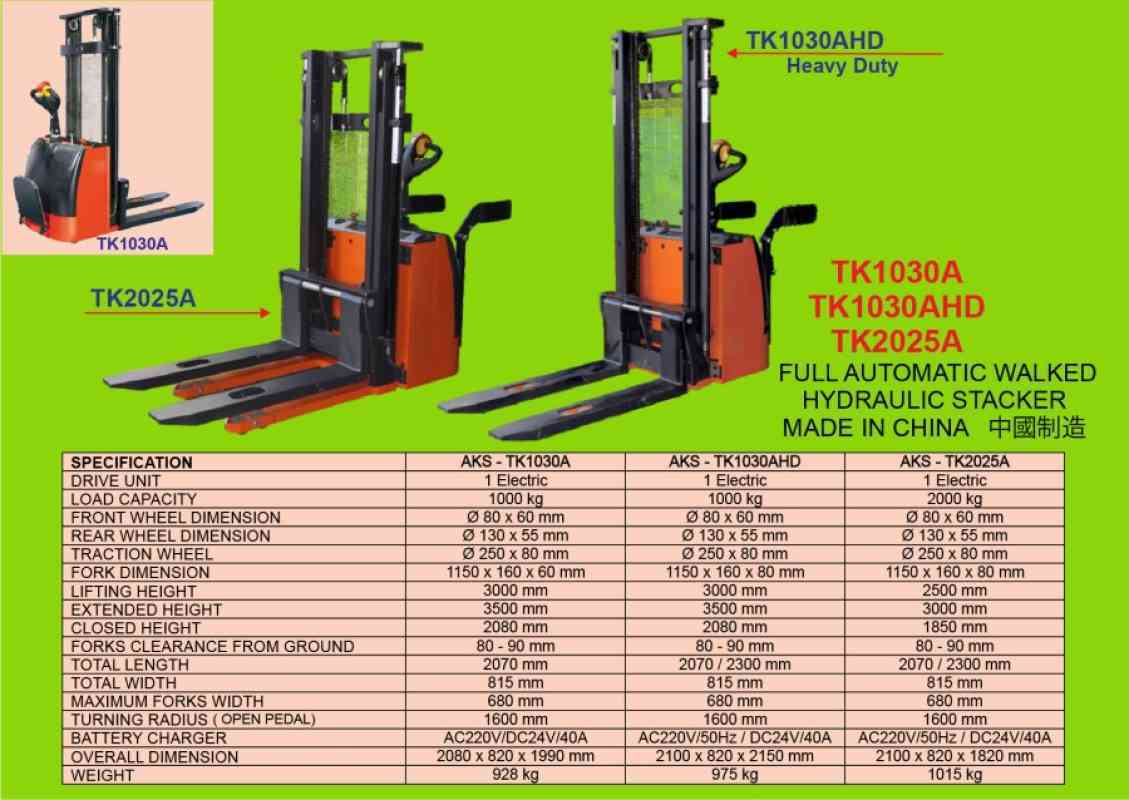 Jual Alat Angkat Barang Automatic Hydraulic Stacker 1 Ton 3 M Heavy ...