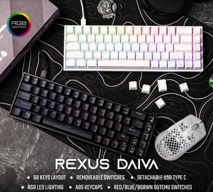 Jual Keyboard Gaming Mechanical Rexus Daiva D68 With Cable USB C ...