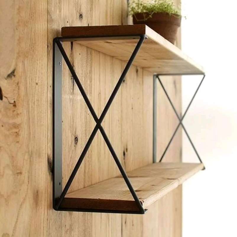 Jual Rak dinding kayu ambalan shelf organizer tempel kayu besi ...