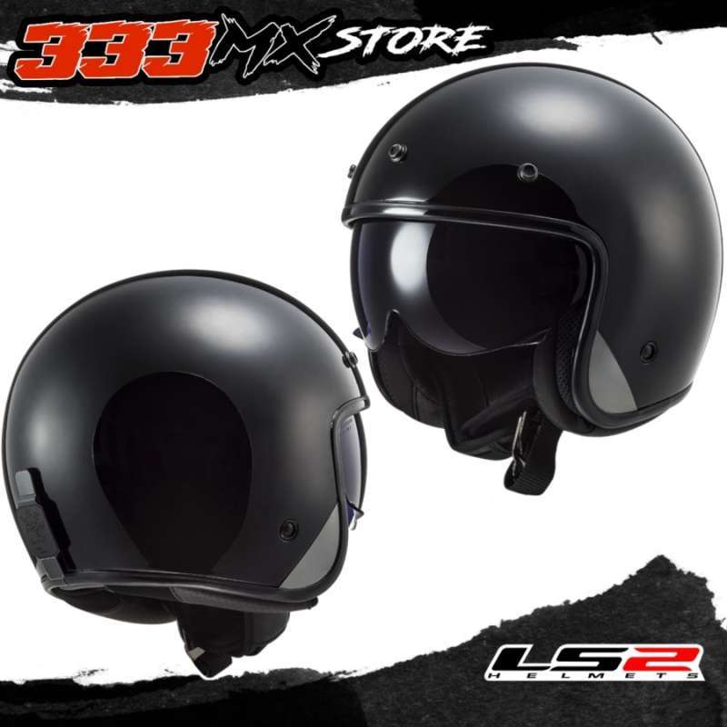 Jual HELM HALF FACE LS2 OF601 BLACK GLOSSY HELM MOTOR LS2 BOBBER ...