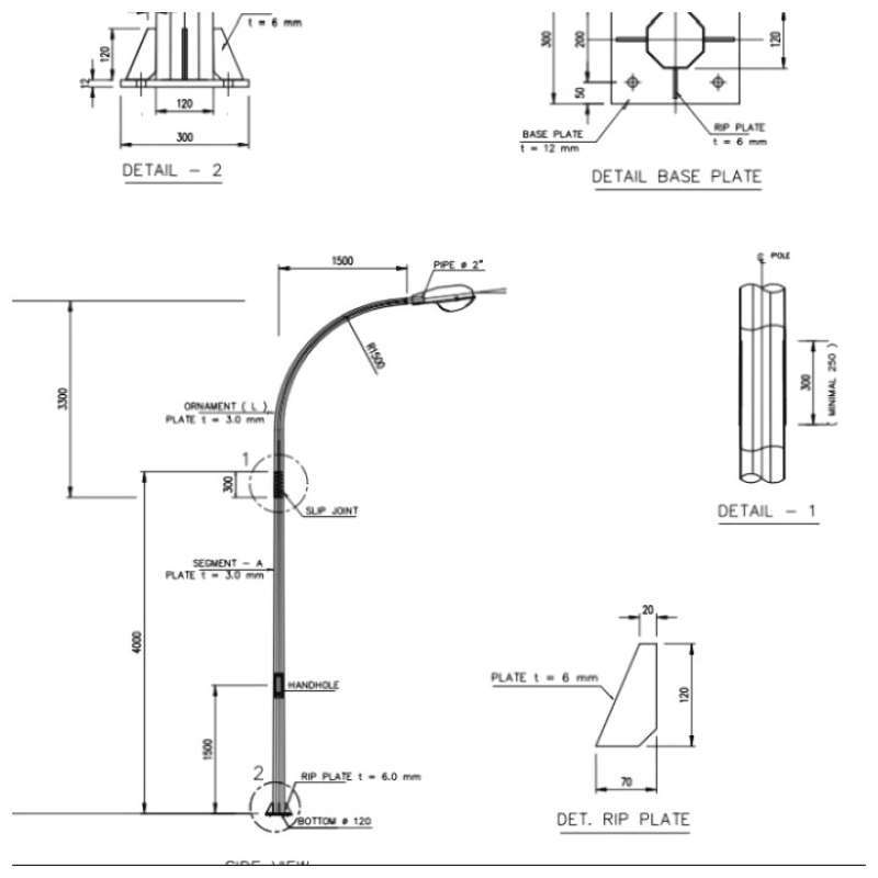 Jual Jual Tiang Lampu Jalan Pju 6 Meter Okta Hotdeep Galvanized Single ...