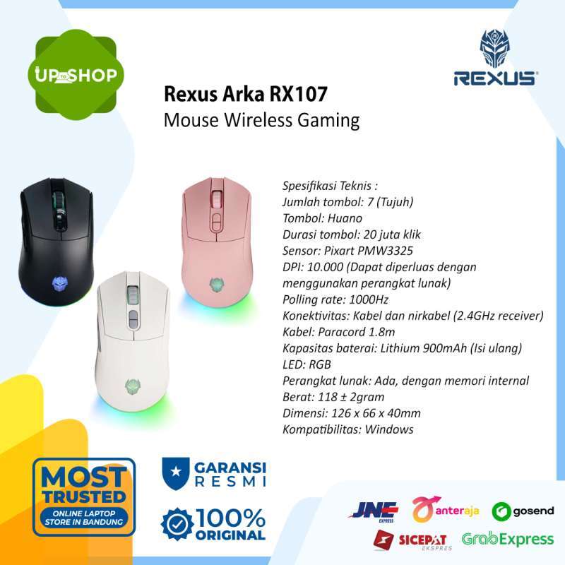 Jual Rexus Arka RX107 Mouse Gaming Wireless RGB - Pink di Seller Up To ...