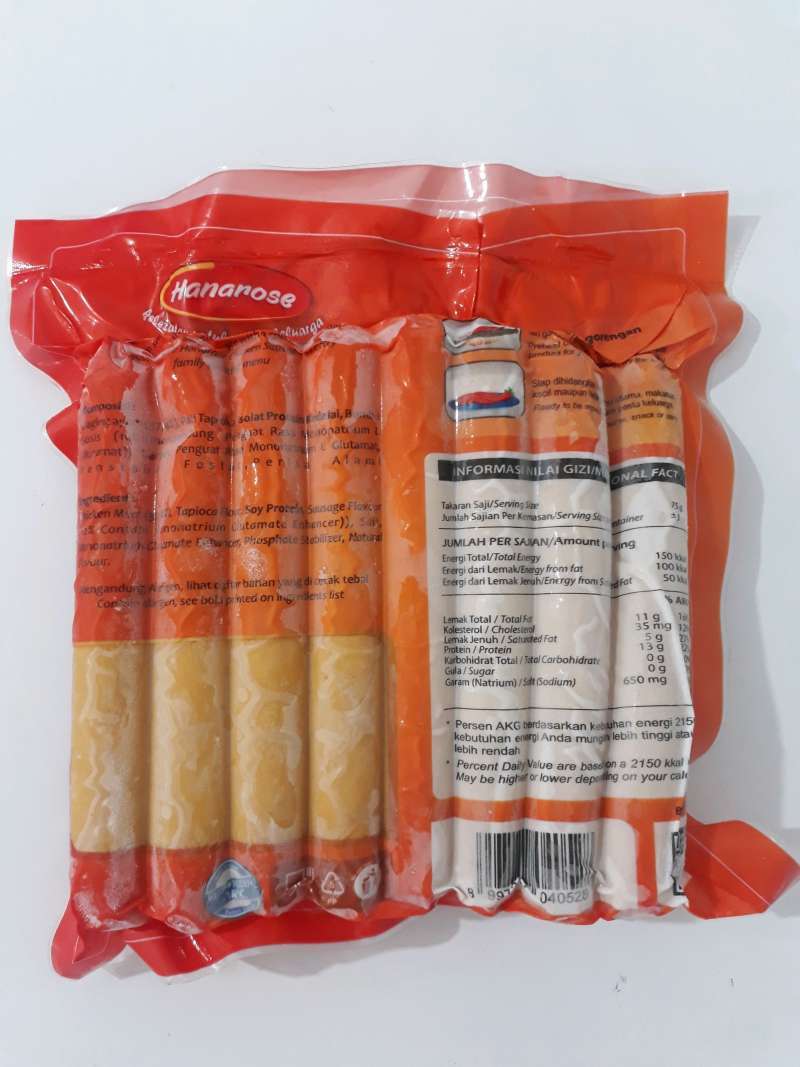 Jual Hanarose Sosis Ayam Chicken Sausage 375 Gram Isi 15 Pcs Sosis Beku ...