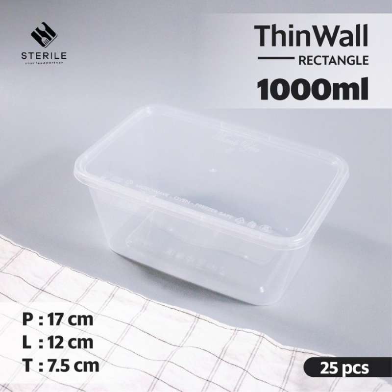 Jual Kotak Makan Plastik 1000ml Isi 25 Pcs Thinwall 1000 Ml Kotak