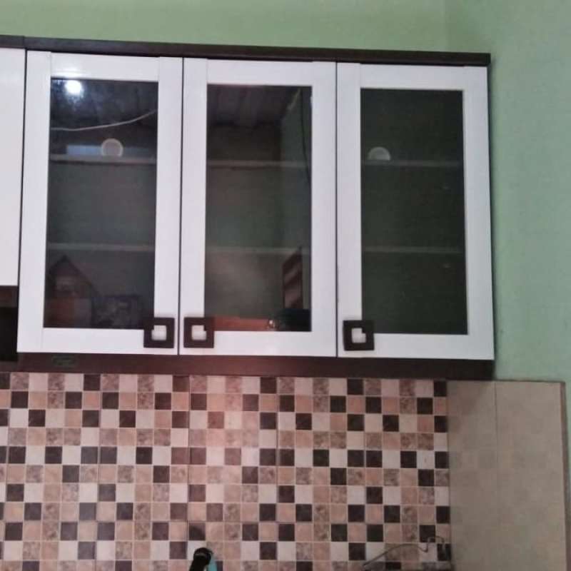 Promo Lemari dapur 3 pintu kaca / kitchen set atas - Putih Diskon 9% di ...