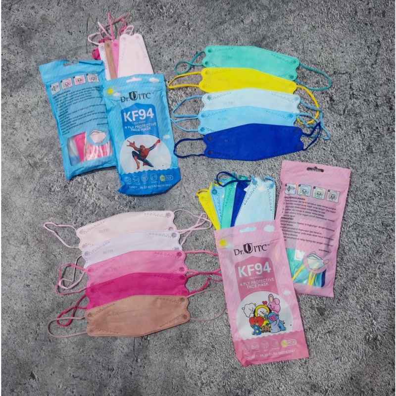 Jual Masker Anak Kf94 Dr.itc Polos Mix Warna Isi 10 Pcs - Girl - Mix ...